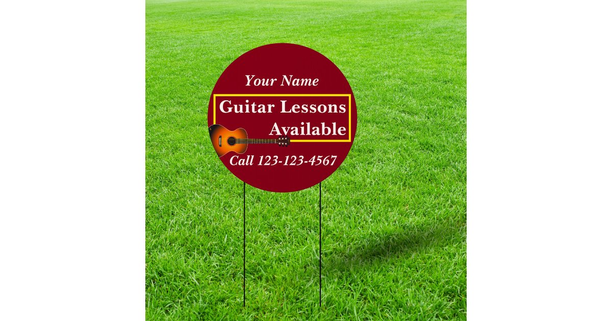 Custom guitar lessons yard sign Doublesided print | Zazzle