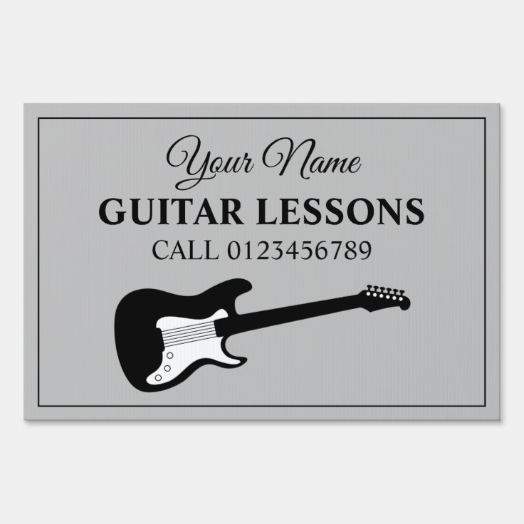 Custom guitar lessons yard sign for music teacher | Zazzle