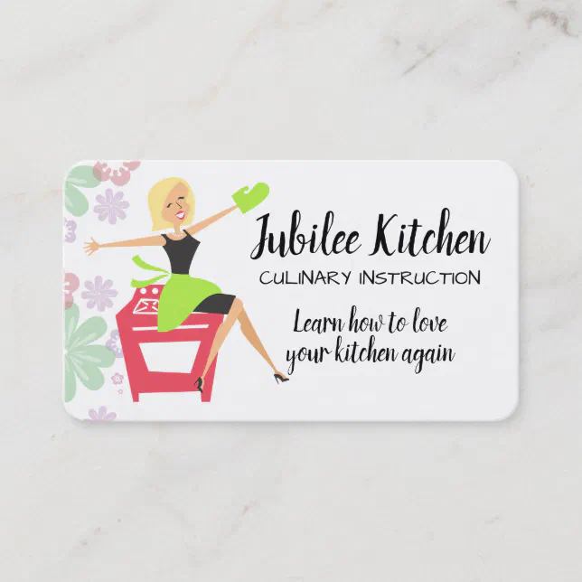 Custom hair color woman cooking class chef business card | Zazzle