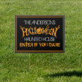 Custom Halloween Haunted House Black Orange Yard Sign | Zazzle