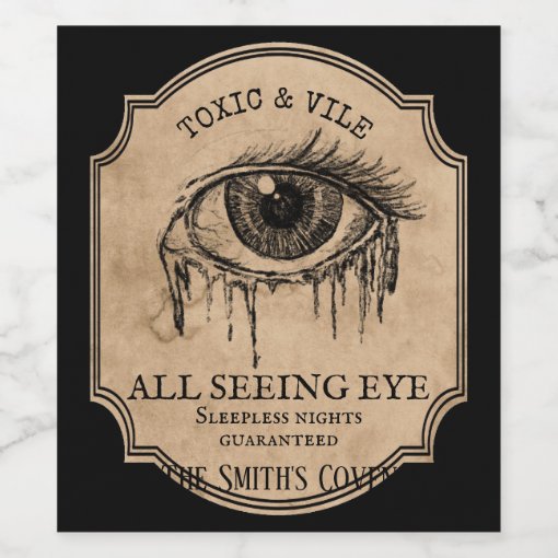 custom halloween party Apothecary potion eye Wine Label | Zazzle