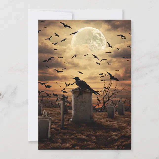 Custom Halloween Party Gothic Raven Graveyard Invitation | Zazzle