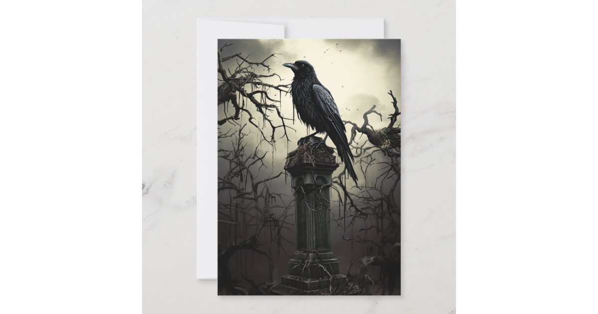 Custom Halloween Party Gothic Raven Graveyard Invitation | Zazzle