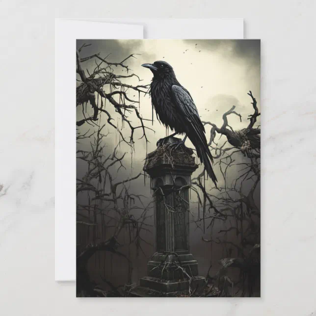 Custom Halloween Party Gothic Raven Graveyard Invitation | Zazzle