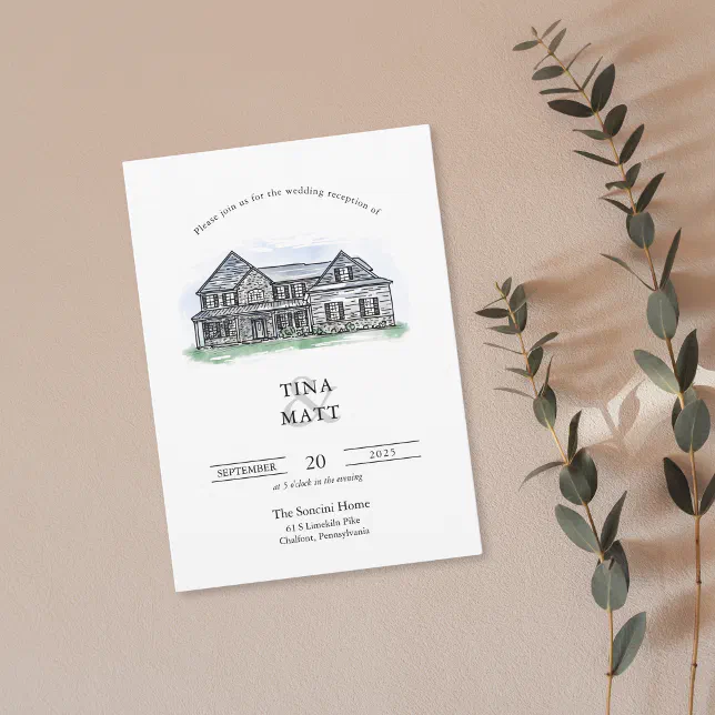 Custom Hand Drawn Illustration Wedding Invitation | Zazzle