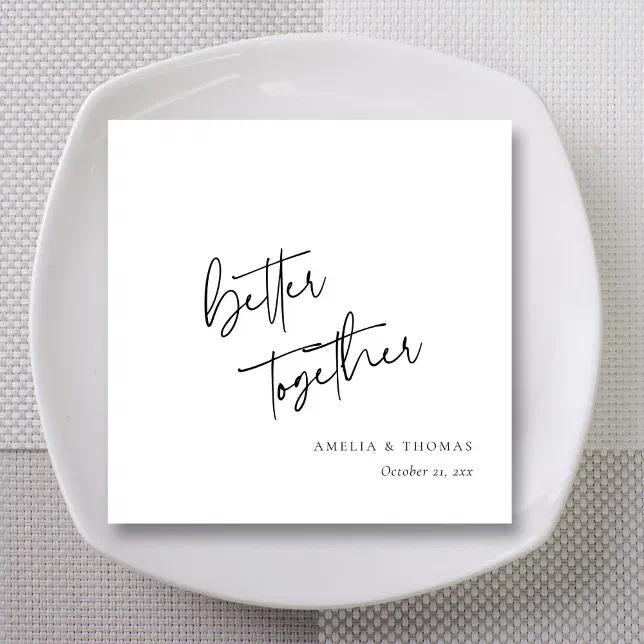 Custom Hand-Lettered Better Together Wedding Napkins | Zazzle