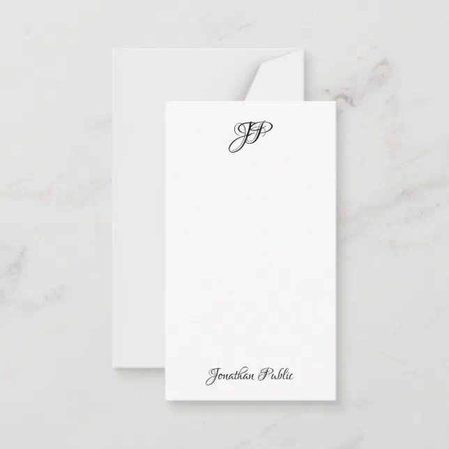 Custom Hand Script Name Monogram Simple Note Card | Zazzle
