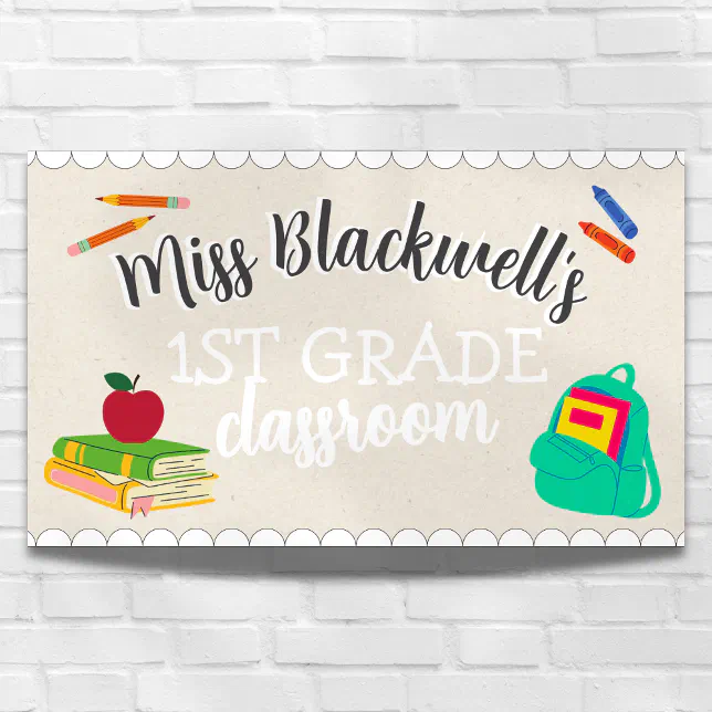Custom Hand Written Teacher Name Classroom Painted Banner | Zazzle