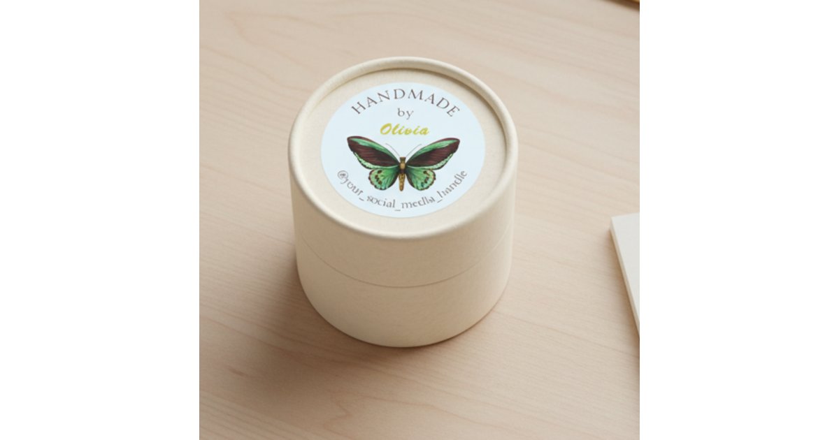 Custom Handmade Labels with Butterfly Illustration | Zazzle