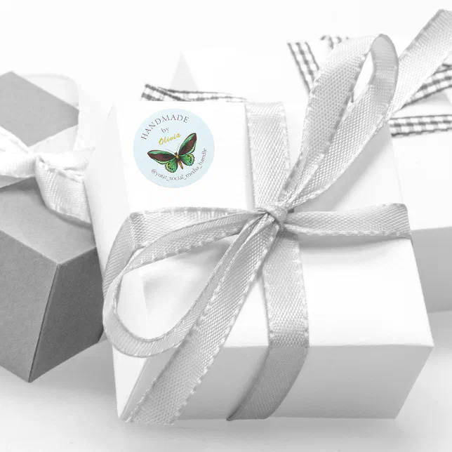 Custom Handmade Labels with Butterfly Illustration | Zazzle