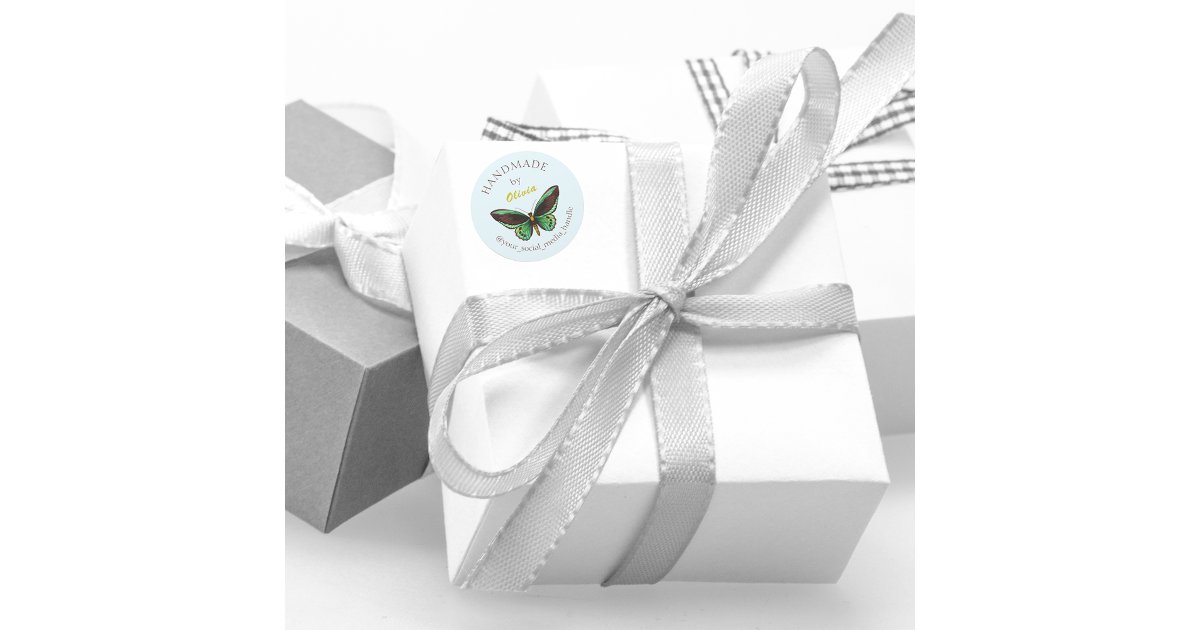 Custom Handmade Labels with Butterfly Illustration | Zazzle