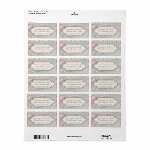 Custom Handmade with Love Labels Shabby Chic | Zazzle