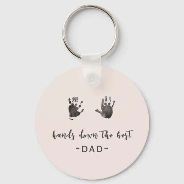 Custom Handprints Best Dad Keychain | Zazzle