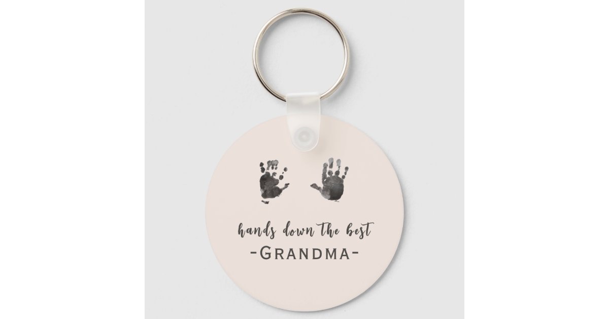 Custom Handprints Best Grandma Keychain | Zazzle