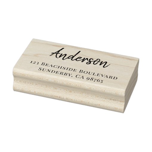 Custom Handwriting Brush Script Name And Address Rubber Stamp | Zazzle