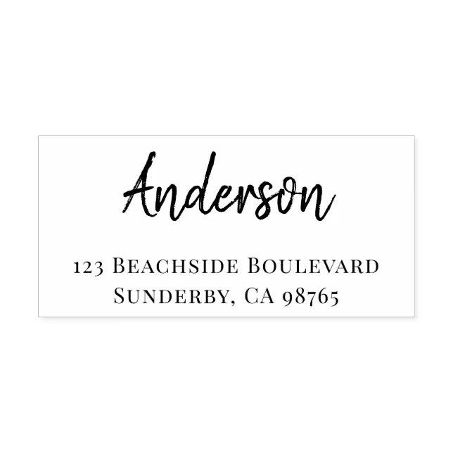 Custom Handwriting Brush Script Name And Address Self-inking Stamp | Zazzle