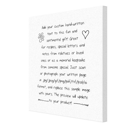 Custom Handwriting Canvas Print | Zazzle.com