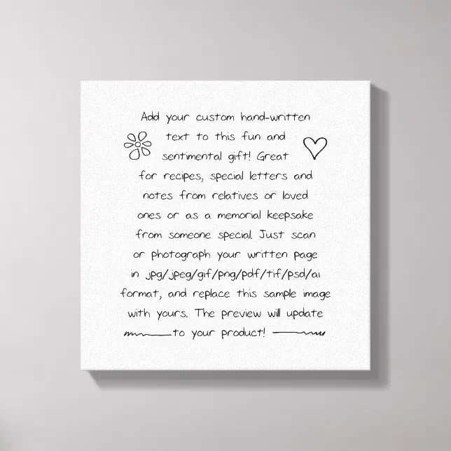 Custom Handwriting Canvas Print | Zazzle