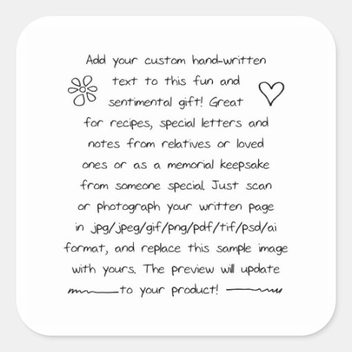 Custom Handwriting Square Sticker | Zazzle