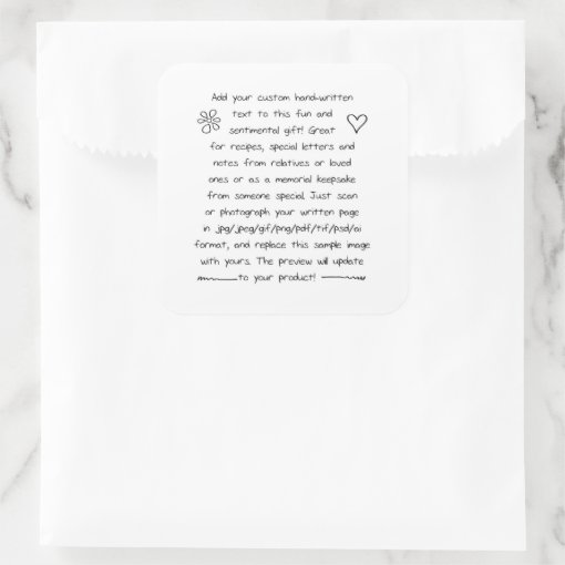 Custom Handwriting Square Sticker | Zazzle
