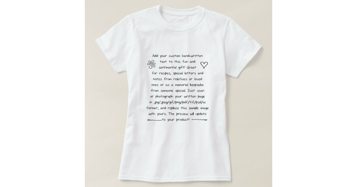 Custom Handwriting T-Shirt | Zazzle
