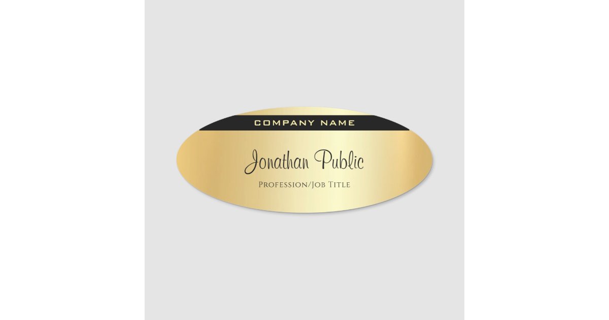 Custom Handwritten Elegant Glamour Gold Modern Name Tag | Zazzle