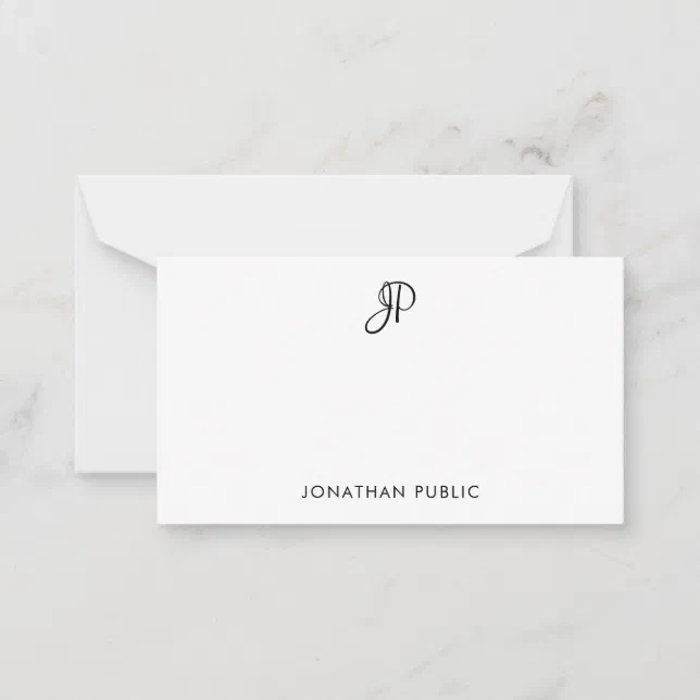 Custom Handwritten Monogram Simple Personalized Note Card | Zazzle
