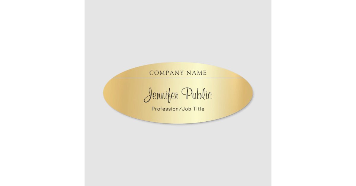 Custom Handwritten Script Modern Elegant Gold Name Tag | Zazzle
