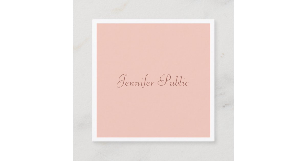 Custom Handwritten Script Modern Elegant Simple Square Business Card ...