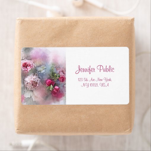 Custom Handwritten Script Watercolor Flowers Label | Zazzle