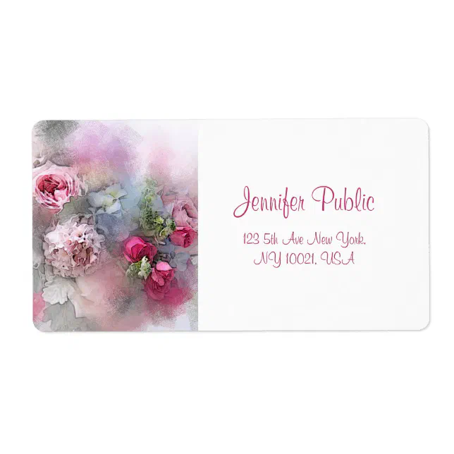 Custom Handwritten Script Watercolor Flowers Label | Zazzle
