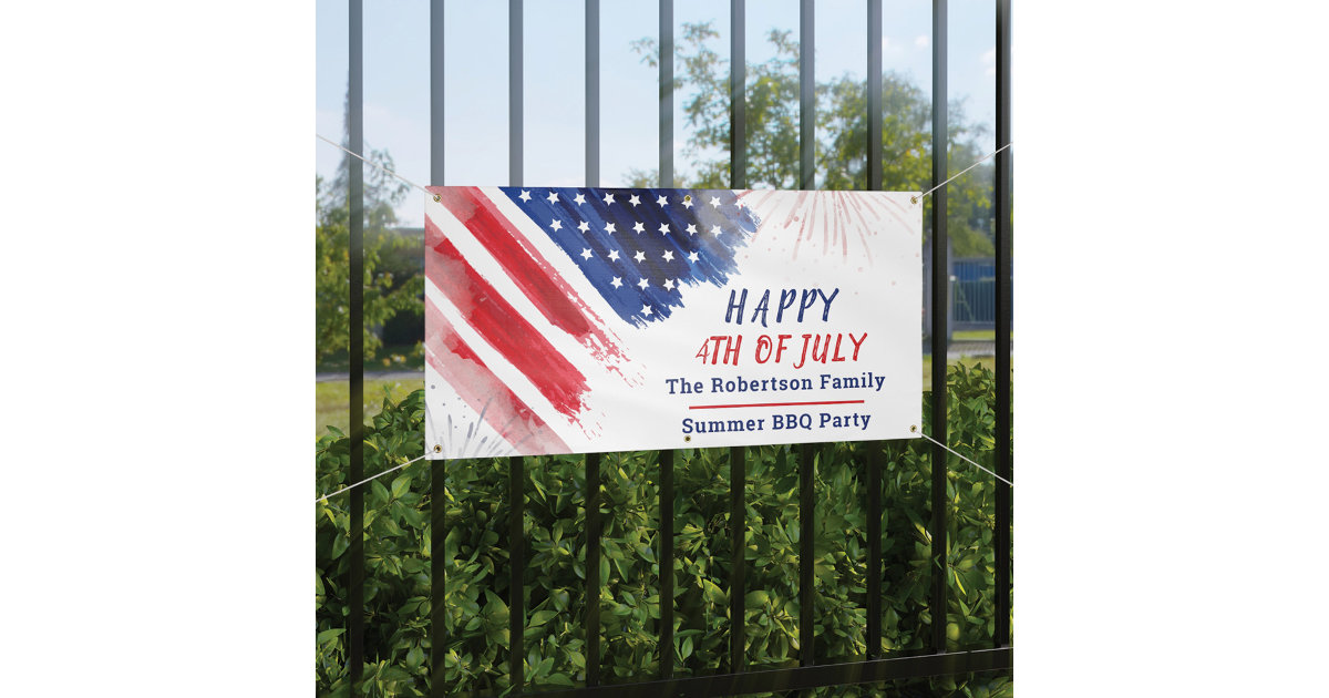 Custom Happy 4th of July Parade Red White Blue Banner | Zazzle