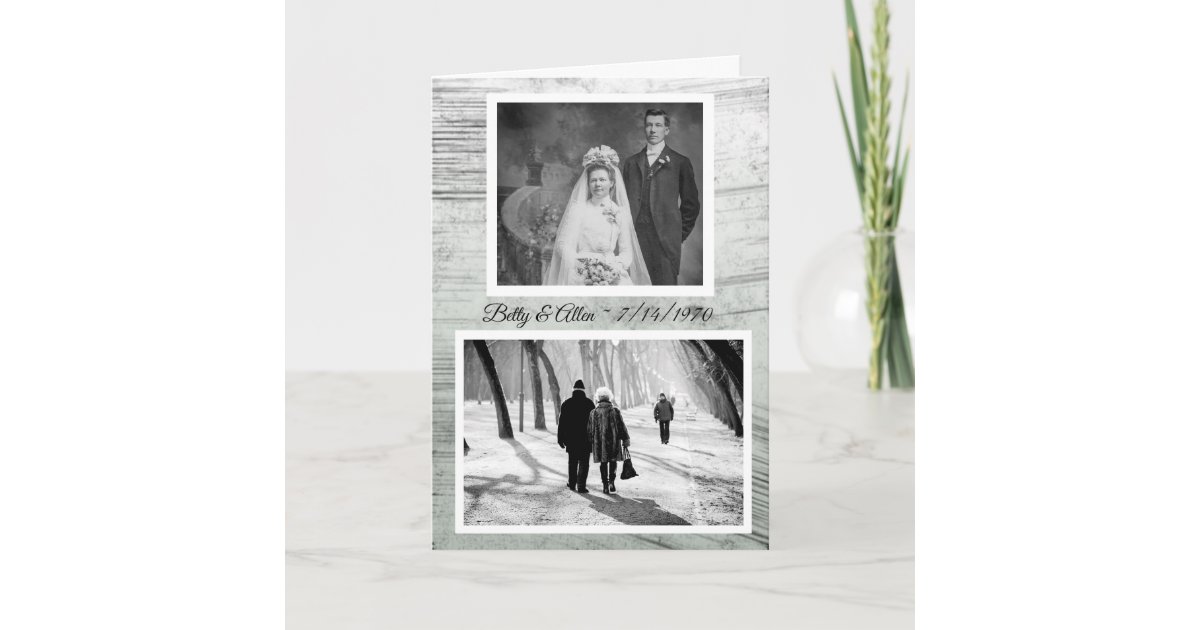 Custom Happy Anniversary Then and Now Photos Card | Zazzle