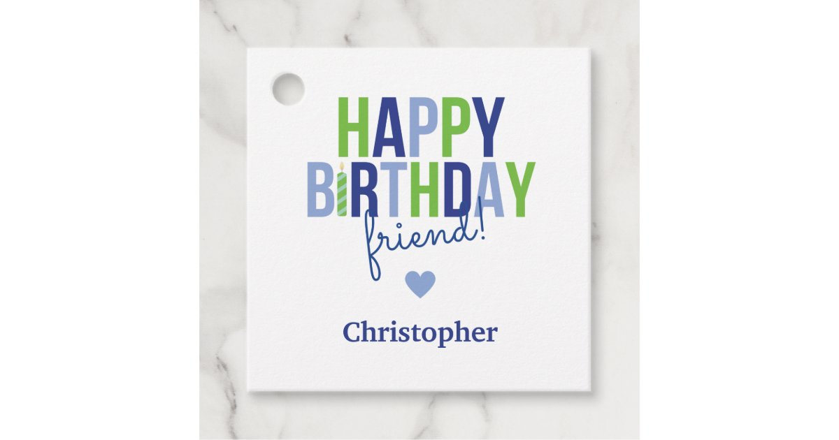 Custom Happy Birthday Blue Green Gift Tags | Zazzle
