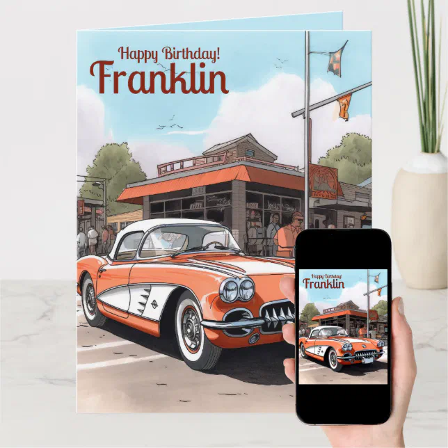 Custom Happy Birthday Cool Classic Car Birthday Card | Zazzle