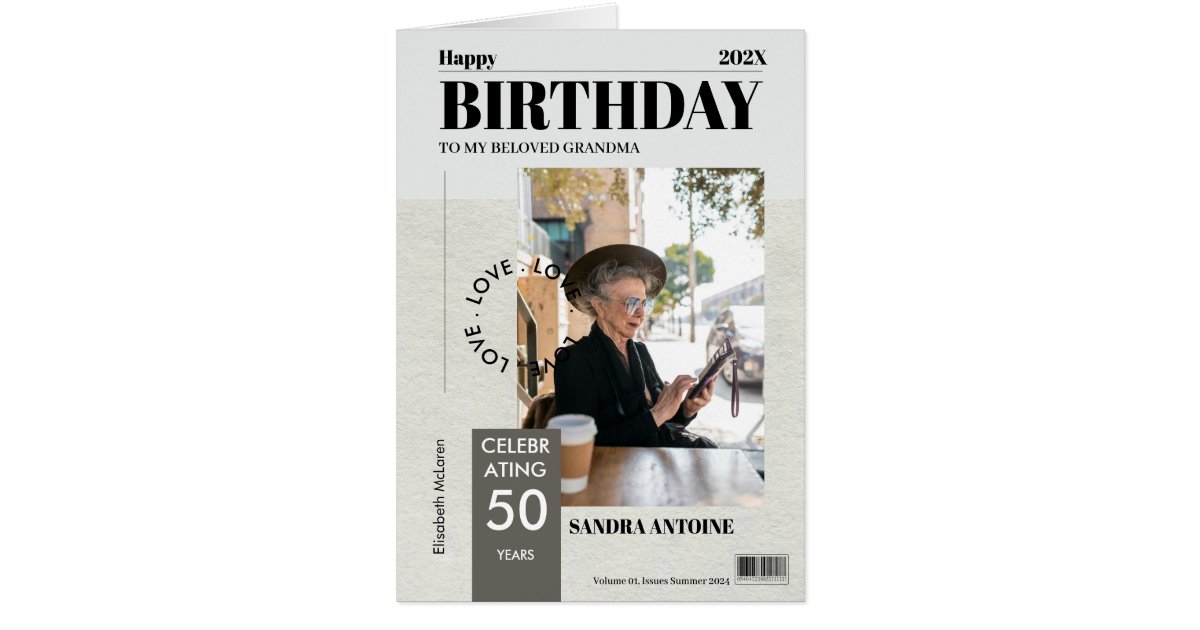 Custom Happy Birthday Photo Magazine Cover Card | Zazzle