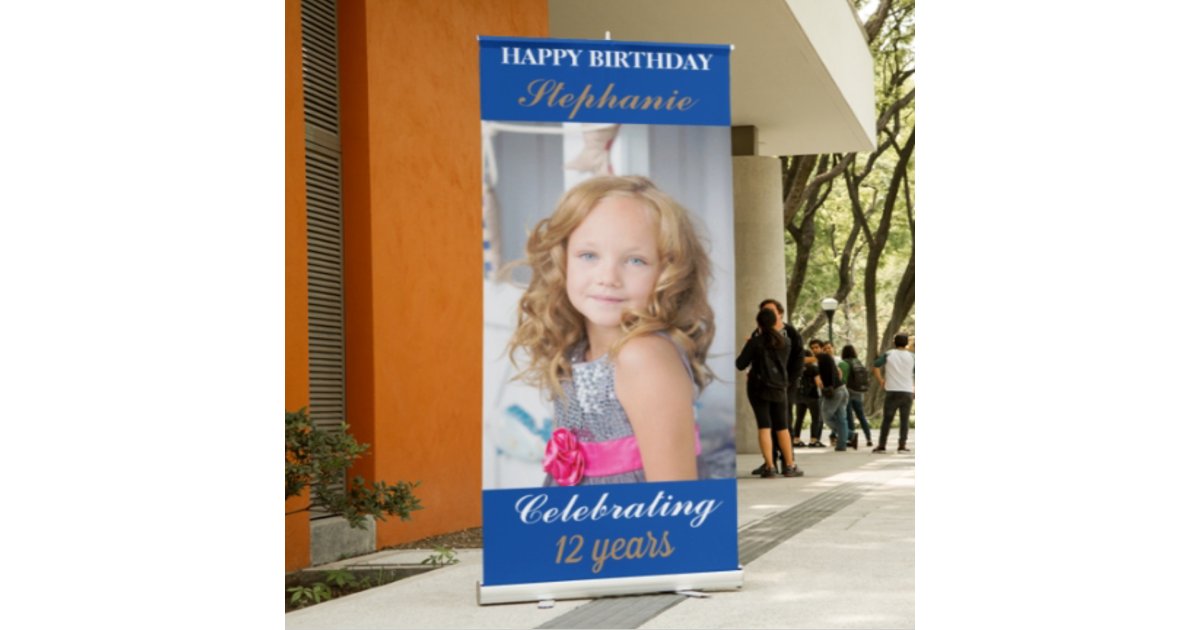 Custom Happy Birthday Photo retractable banners | Zazzle
