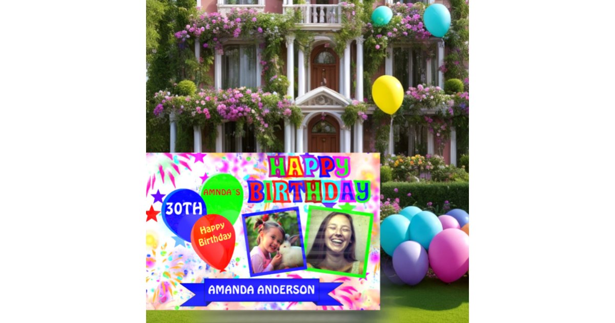 Custom happy birthday photo sign | Zazzle