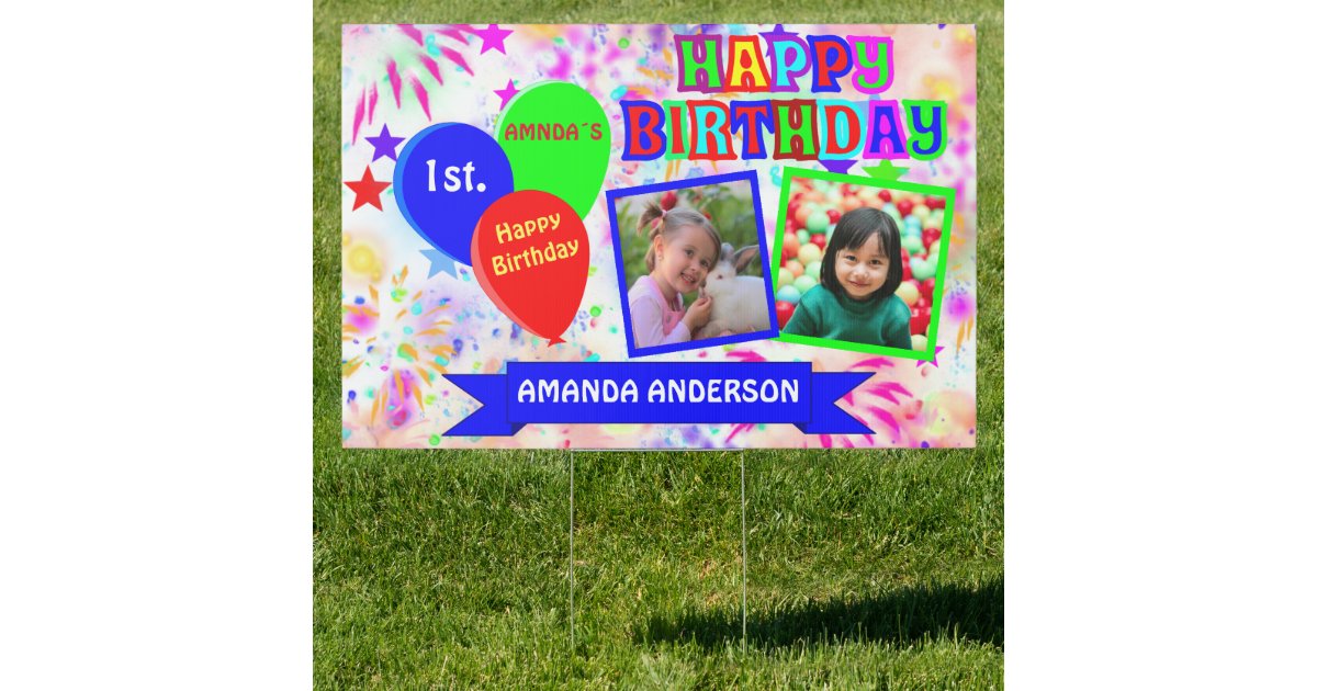Custom happy birthday photo sign | Zazzle