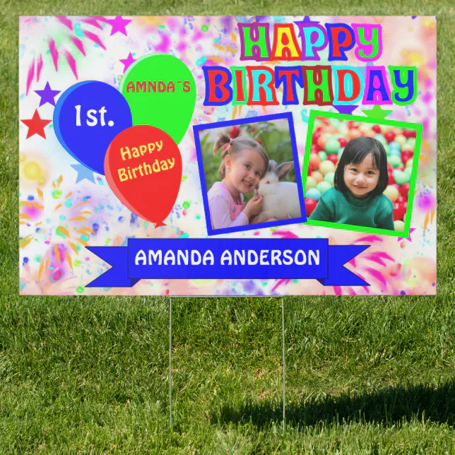 Custom happy birthday photo sign | Zazzle