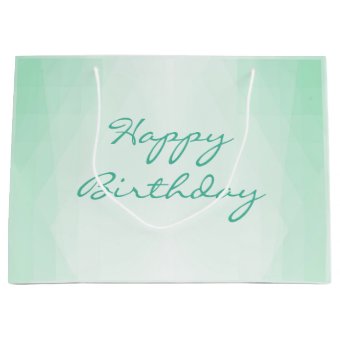Custom Happy Birthday Text Mint Green Template Large Gift Bag | Zazzle