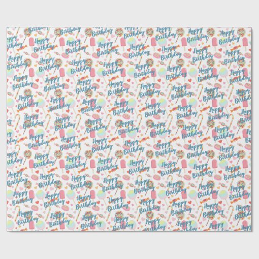 Custom Happy Birthday Wish On Popsicles And Candy Wrapping Paper | Zazzle