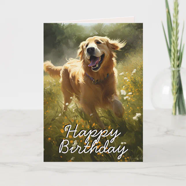 Custom Happy Golden Retriever Birthday Card | Zazzle