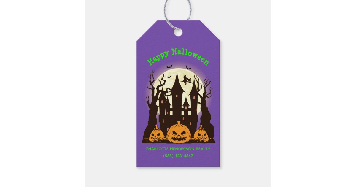 Custom Happy Halloween Haunted House Gift Tags | Zazzle