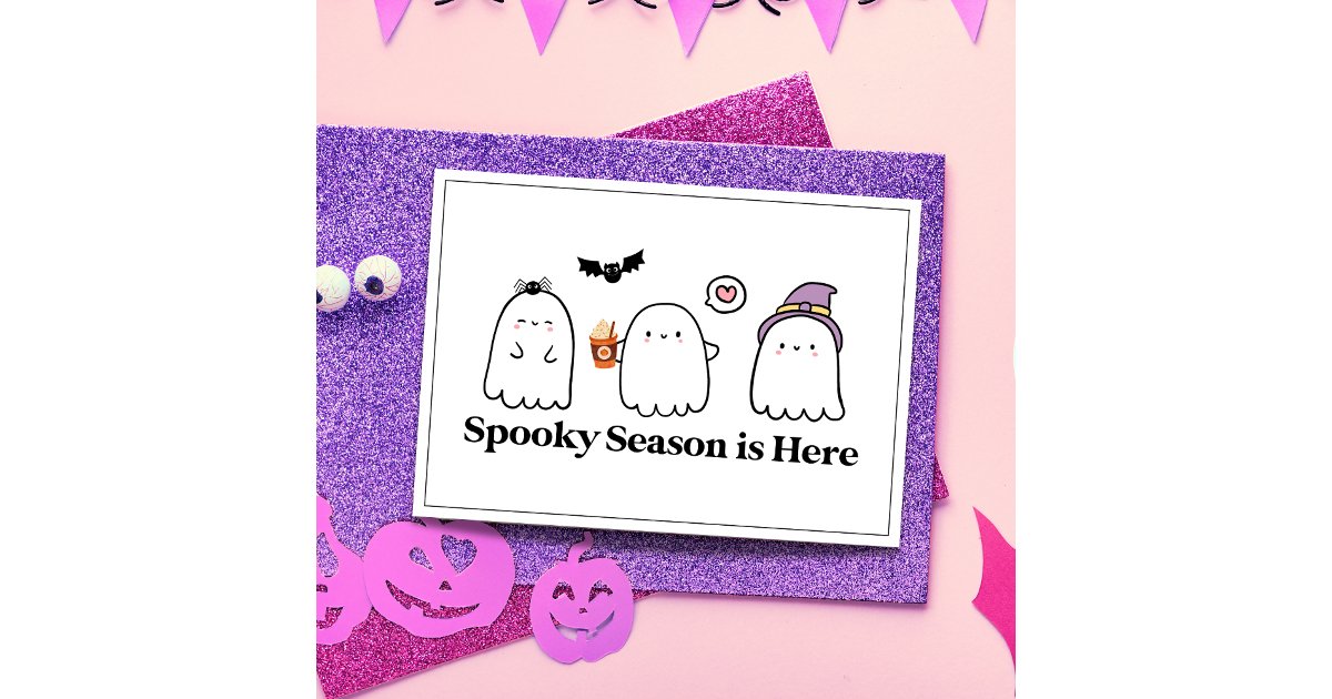 Custom Happy Halloween Spooky Season Cute Ghosts Card | Zazzle