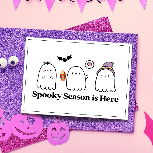 Custom Happy Halloween Spooky Season Cute Ghosts Card | Zazzle