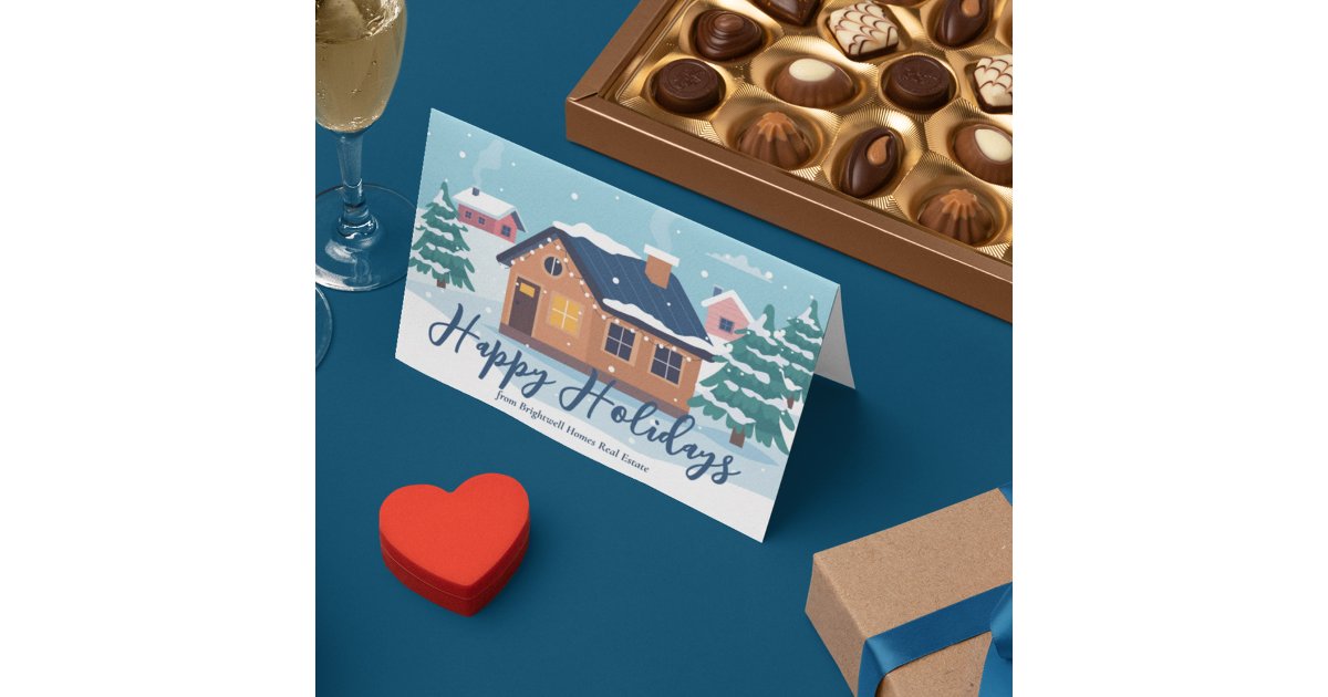 Custom Happy Holidays Real Estate Company Winter Holiday Card | Zazzle