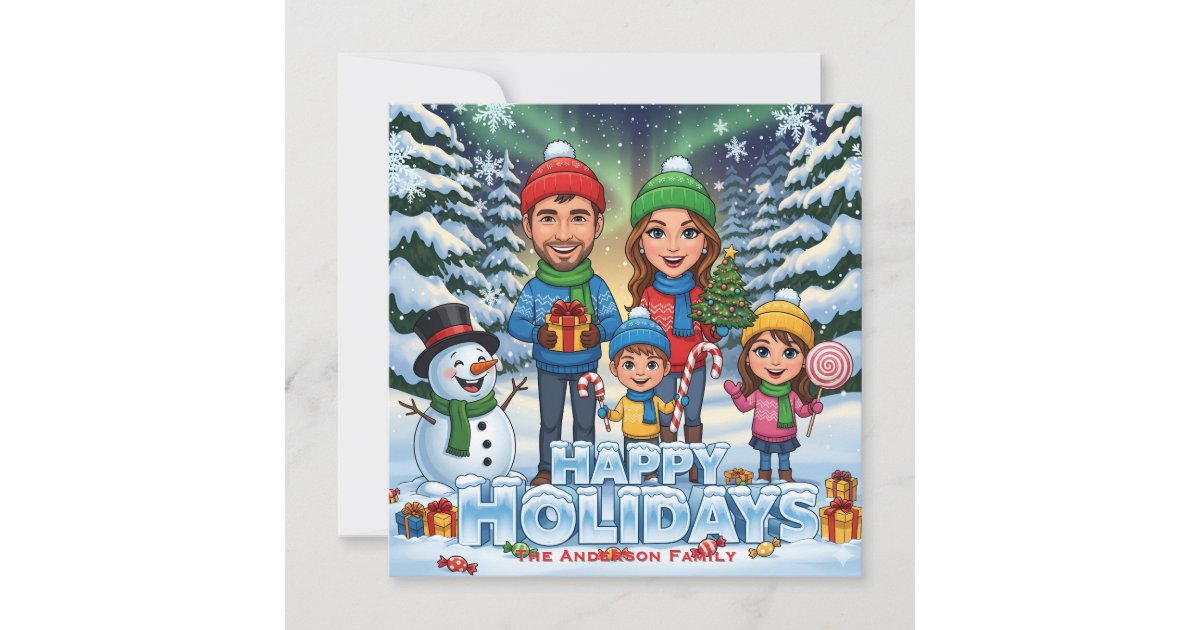 Custom Happy Holidays Winter Scene Design Holiday Card | Zazzle