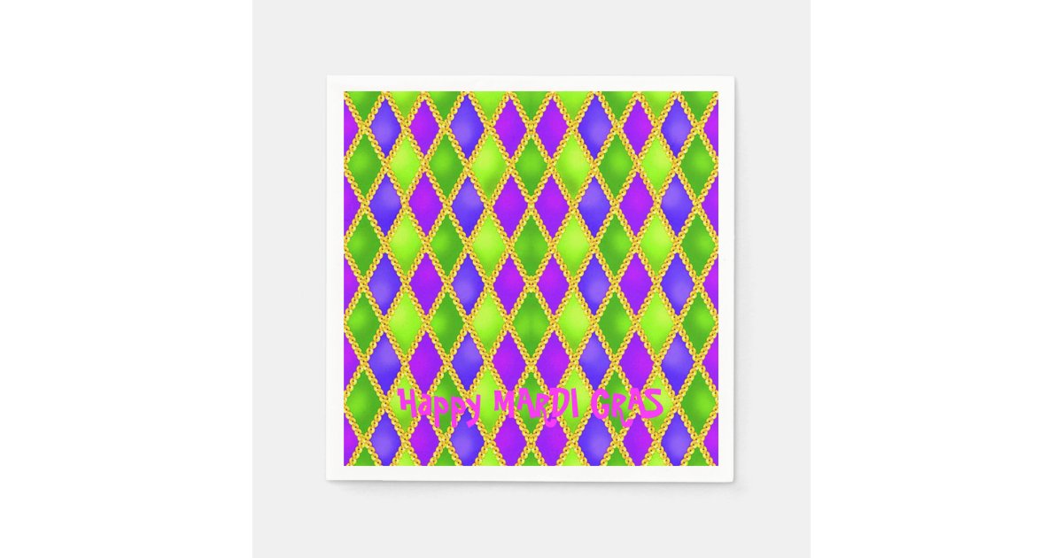 Custom Happy MARDI GRAS Diamonds Disposable Paper Napkins | Zazzle