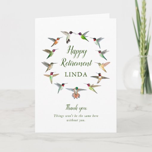Custom Happy Retirement Hummingbirds Card | Zazzle